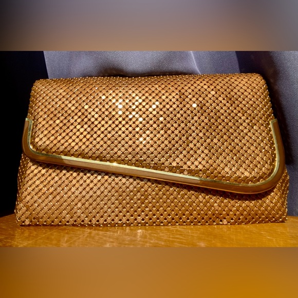 Bags | Vintage 198s Copper Toned Shiny Chain Mail Purse Clutch Handbag ...